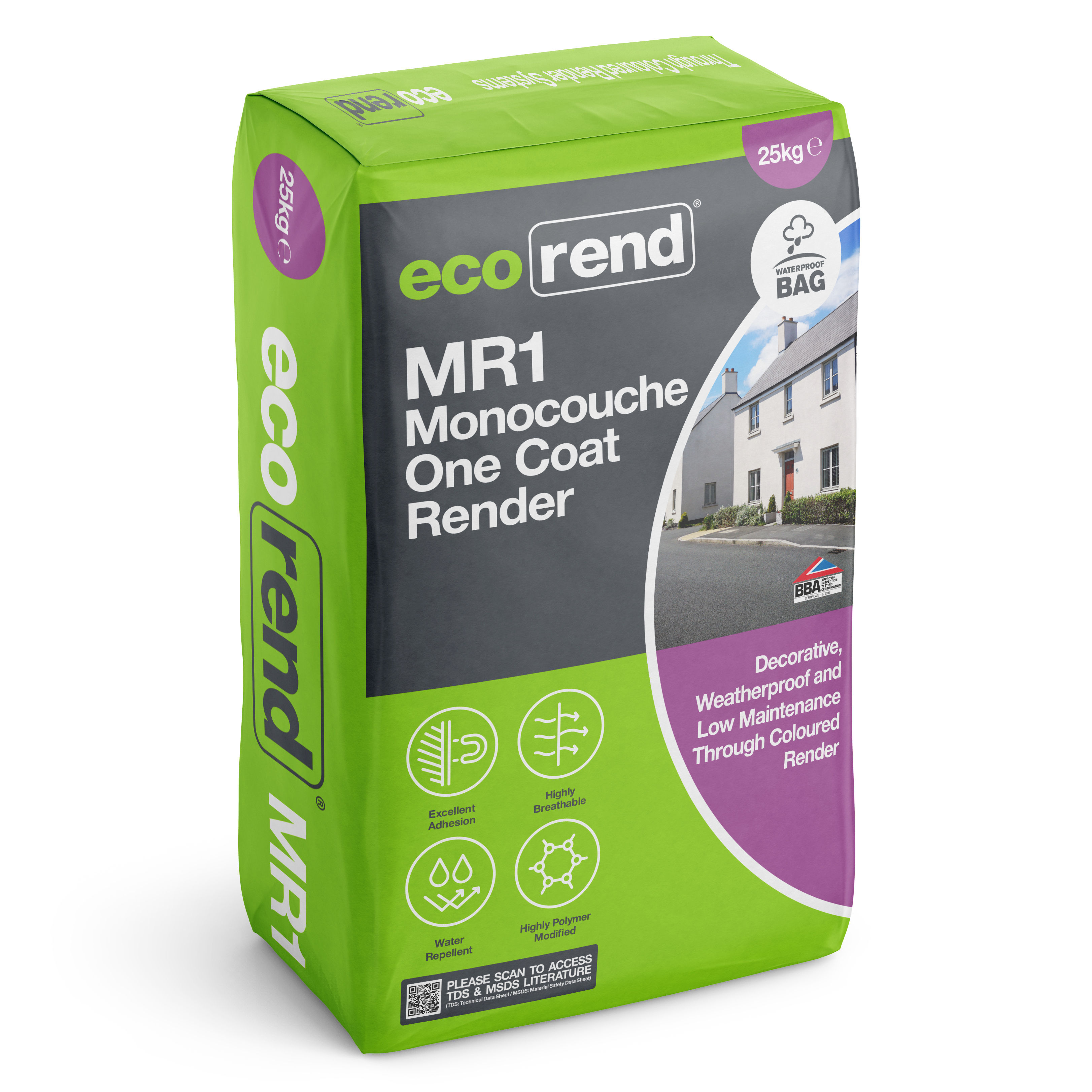 Ecorend MR1 Monocouche One Coat Render Chalk White 25kg