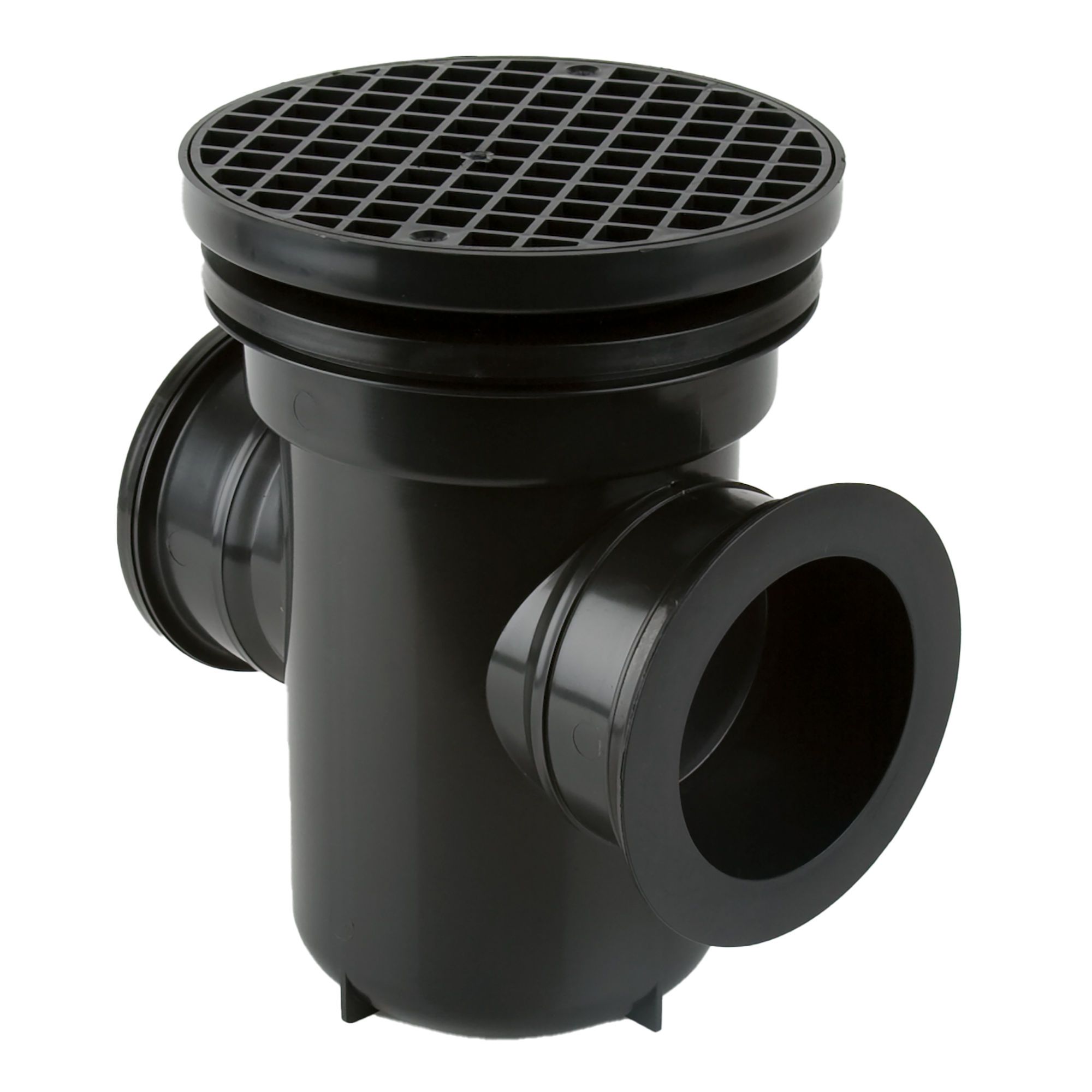Underground Bottle Gully Back Inlet 90° Roddable Round Grid Black 110mm ...