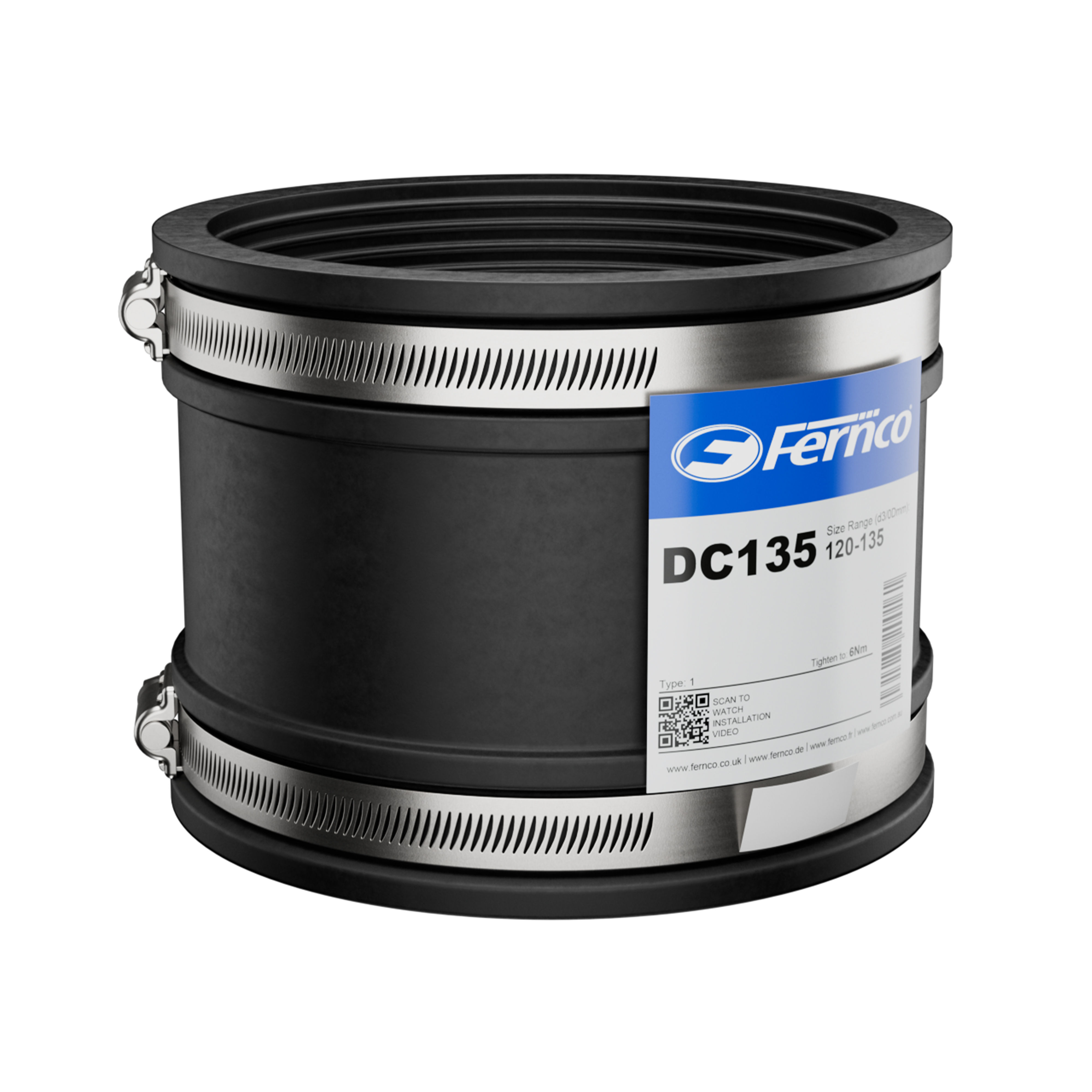 Fernco Rubber Pipe Coupling 120-135mm