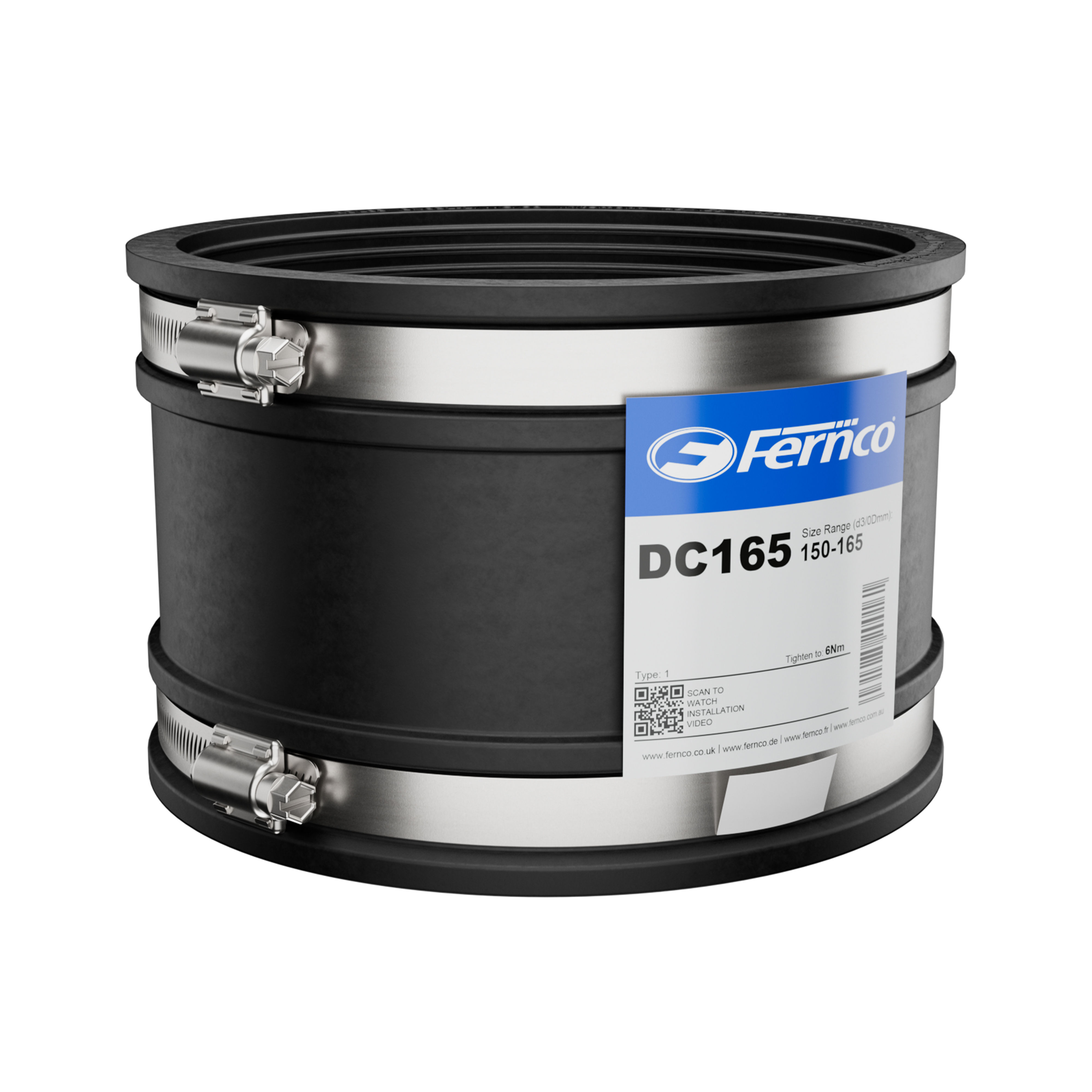 Fernco Flexible Pipe Coupling 150-165 (Band-Seal NPC165/Fernco DC165)