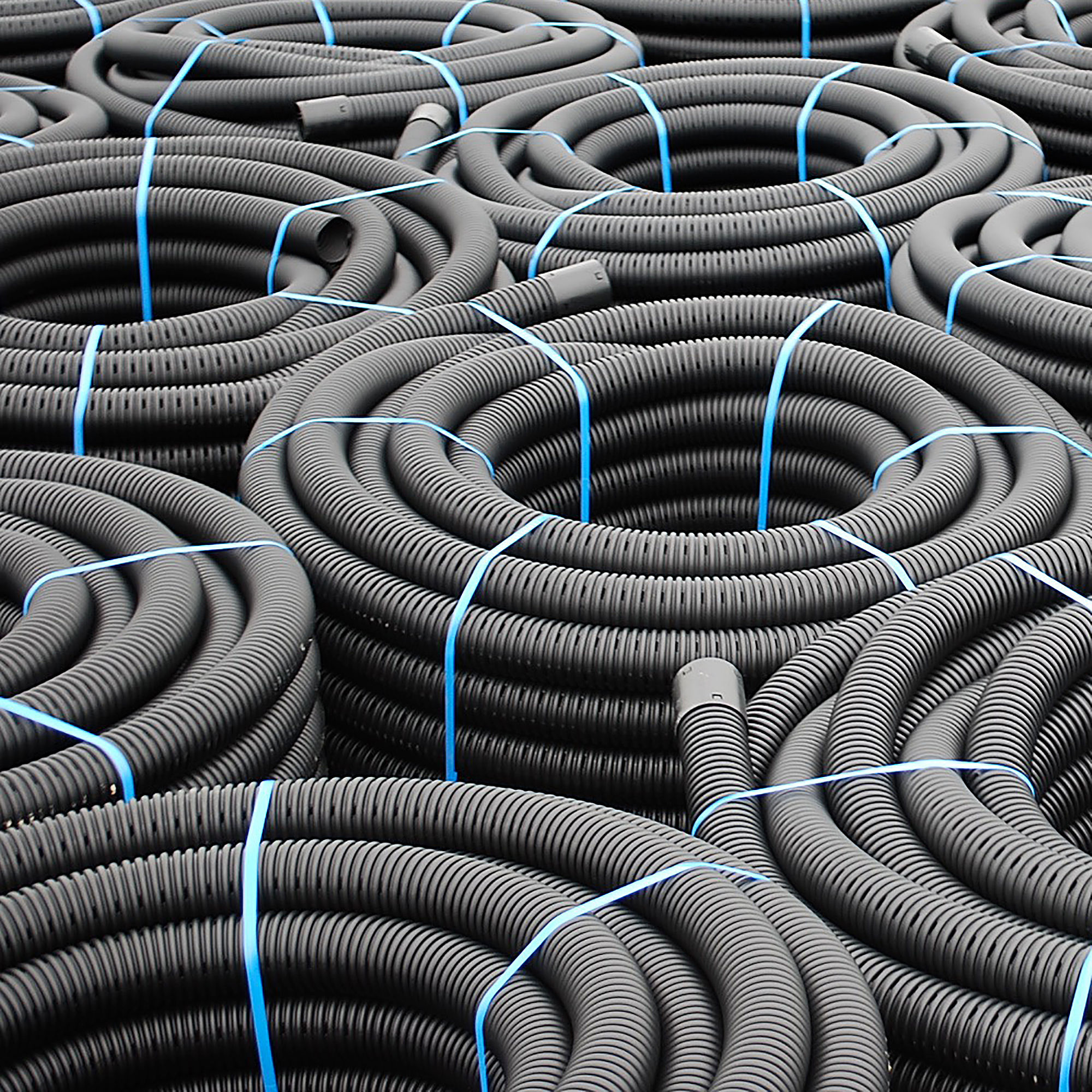 Plastech Perforated Land Drain Pipe Coil 80mm 25/50/100m - Black