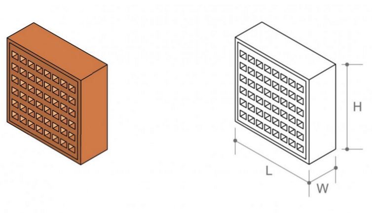 Air Brick Square Hole - (220x70mm) Red 9x3"