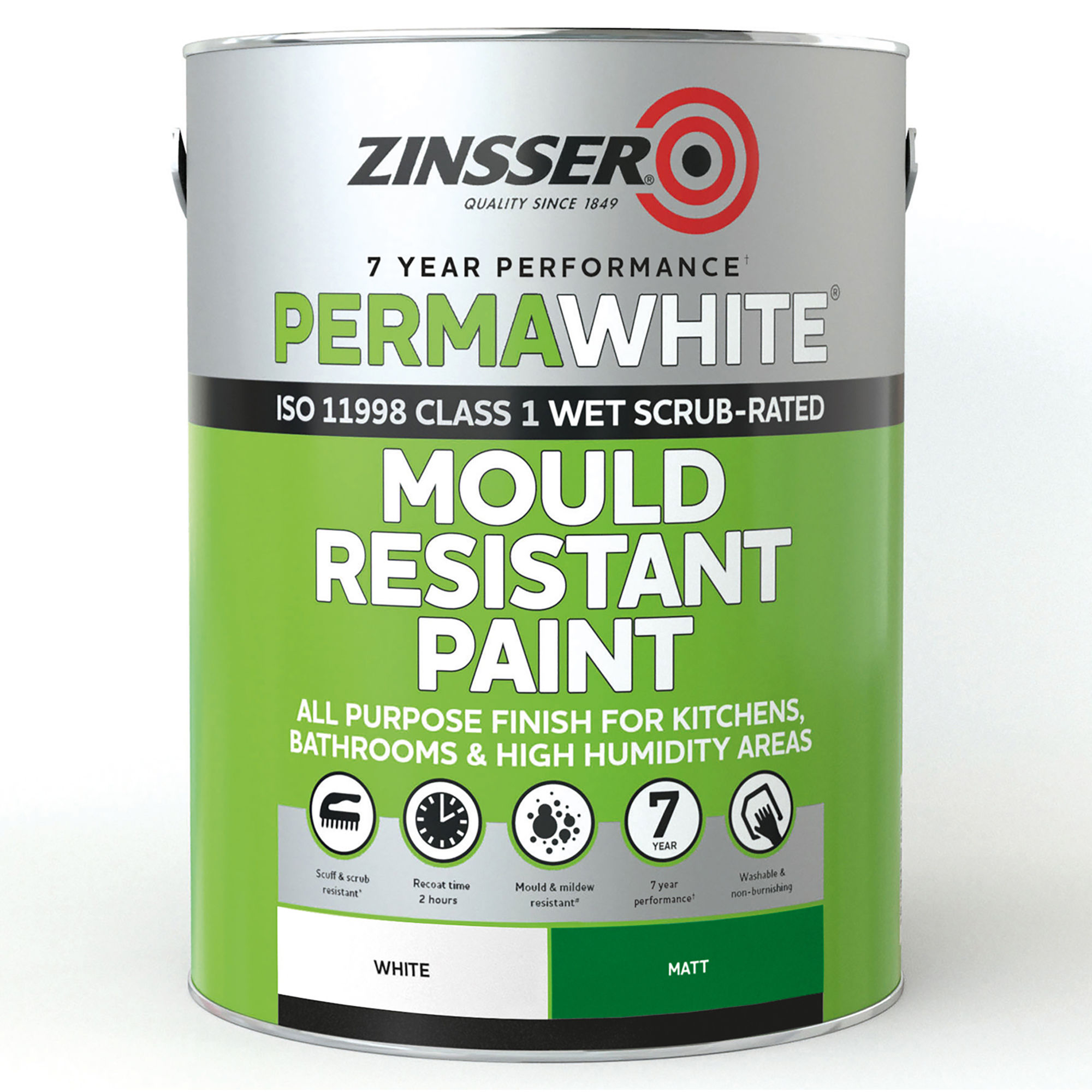 Zinsser Perma-White Mould-Resistant Interior Paint (Matt and Satin)