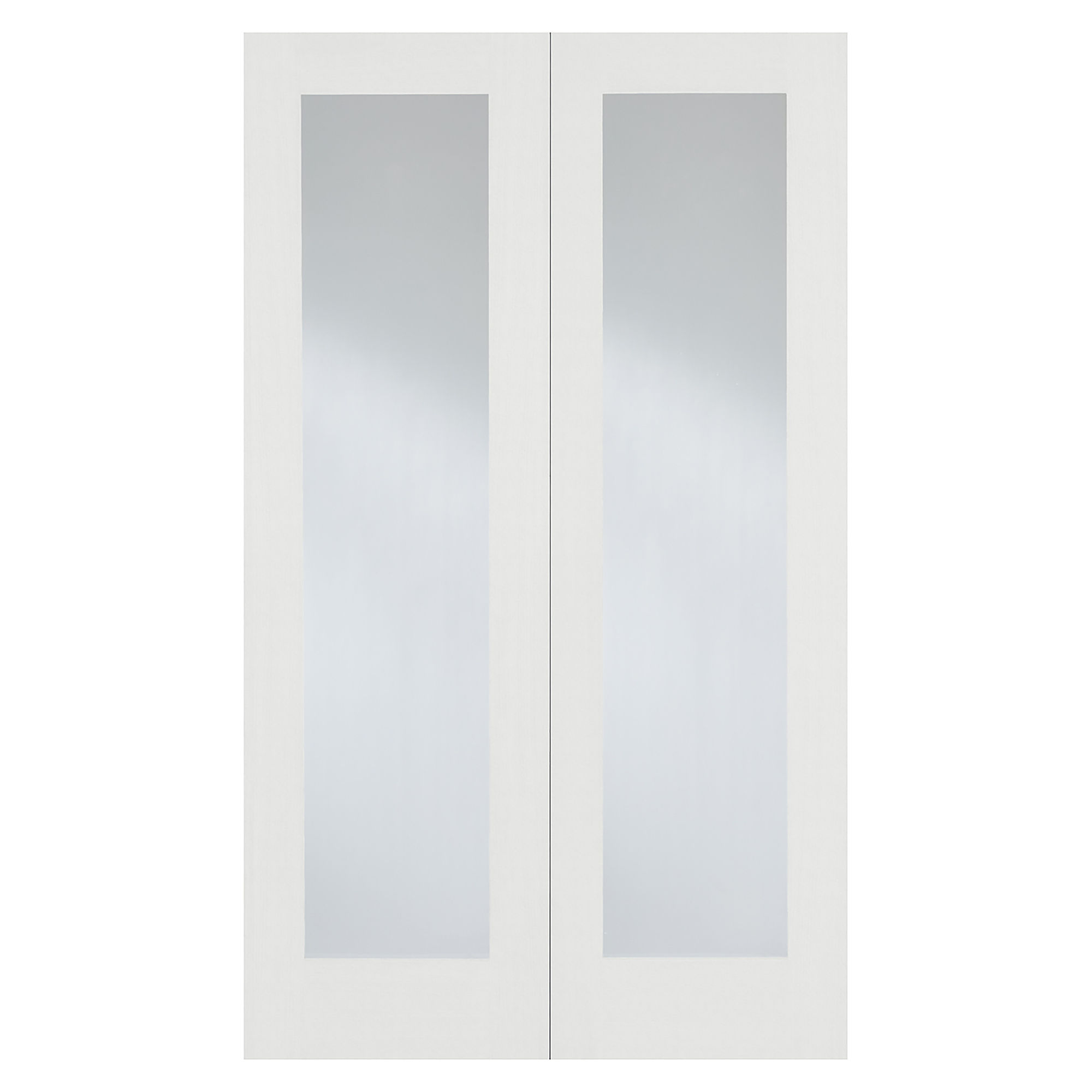 Pair of Pattern 20 Primed White Clear Glazed Internal Doors