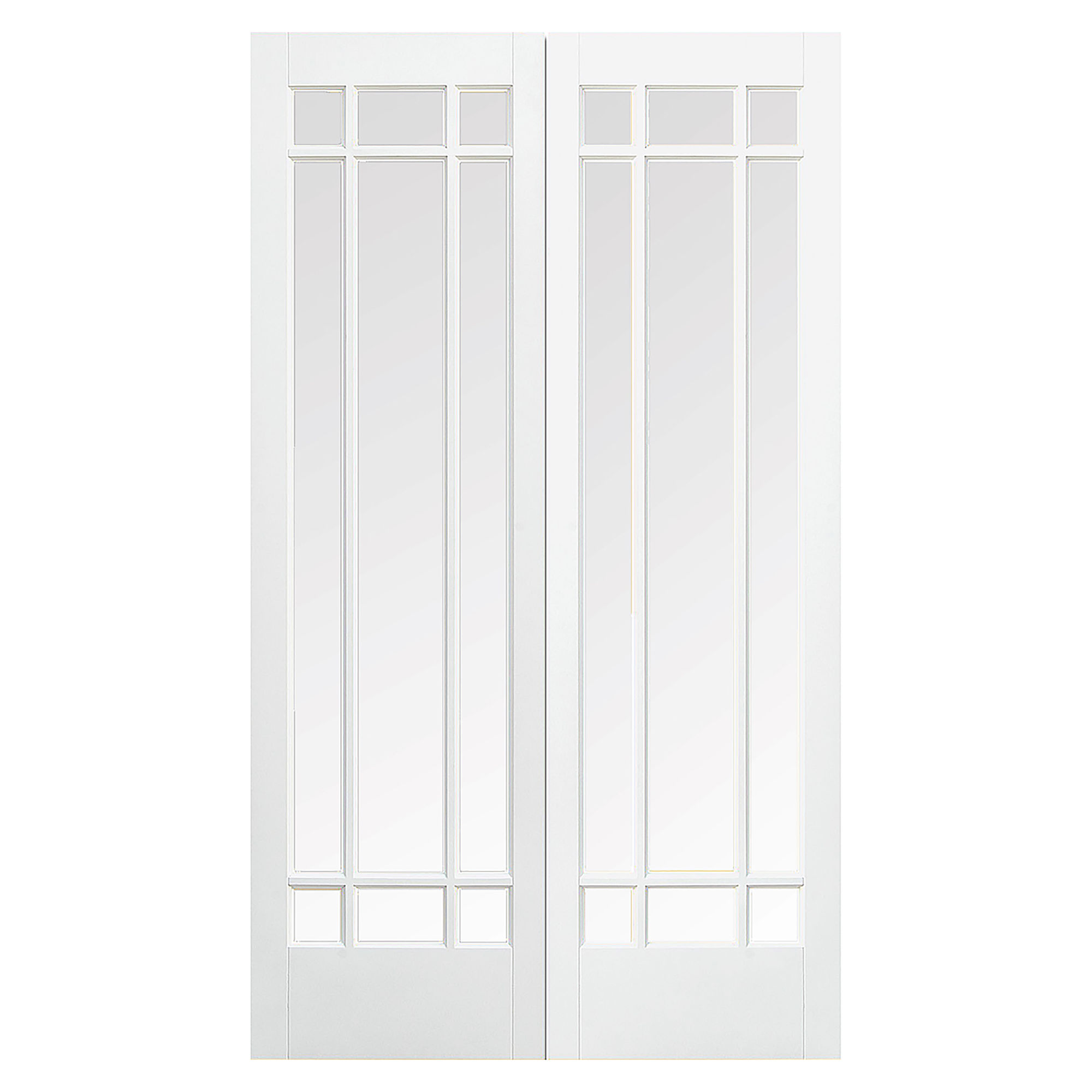 Pair of Manhattan 9-Light Primed White Glazed Internal Doors