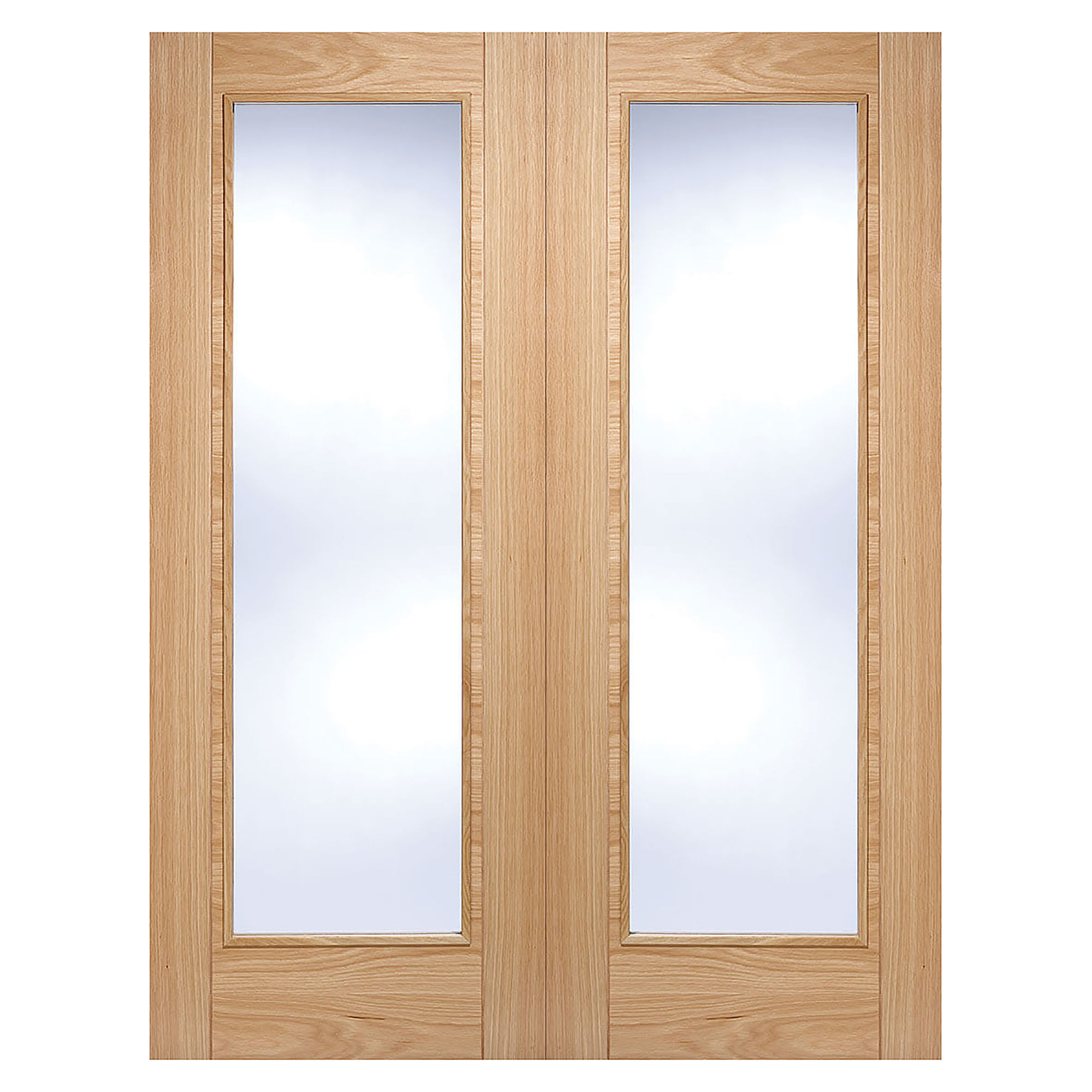 Pair of Vancouver Pre-Finished Clear Glazed Internal Oak Doors