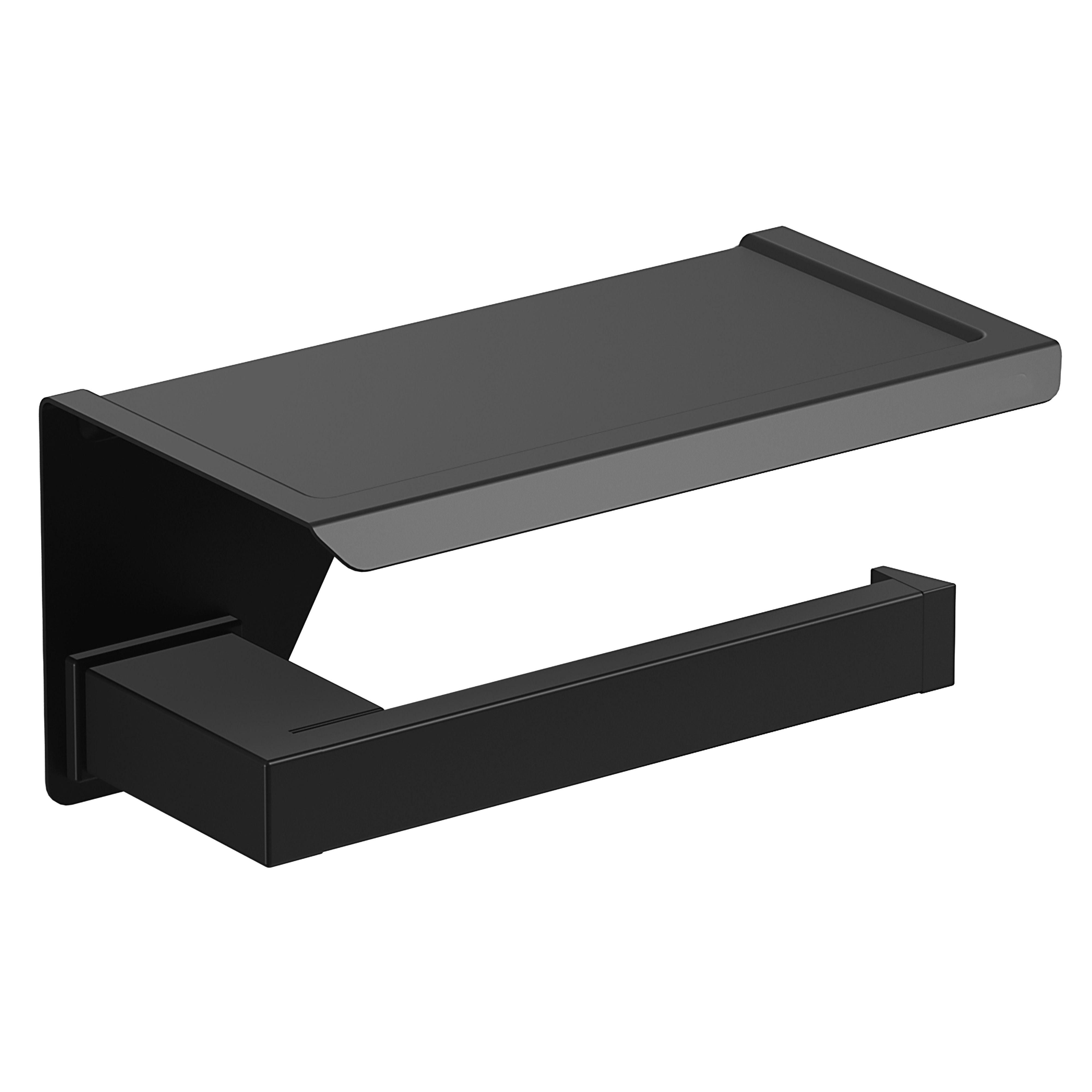 Origins Living S Cube Open Toilet Roll Holder with Shelf Black - 176373