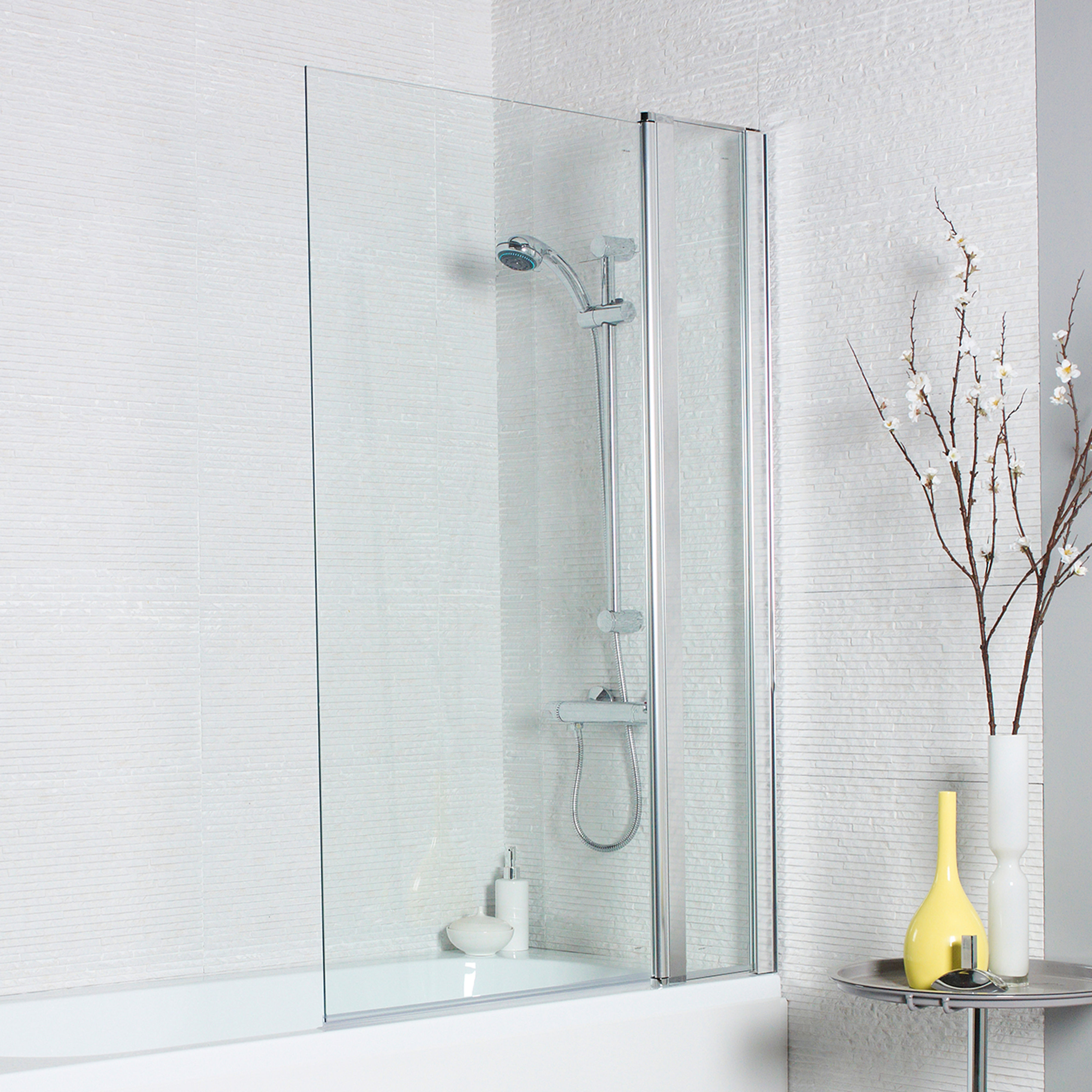 Kartell K-Vit Koncept Straight Square Edge Bath Shower Screen with ...