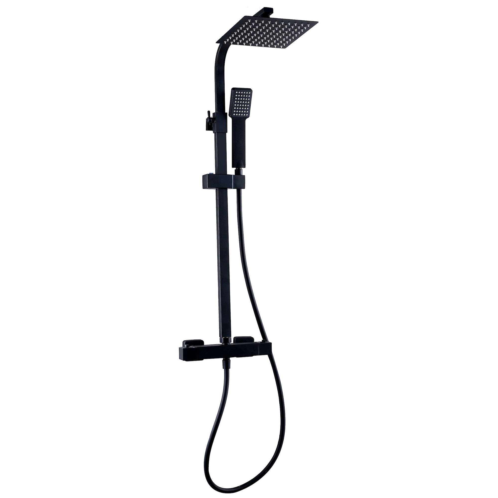 K-Vit Nero Square Thermostatic Shower with Overhead Drencher and ...