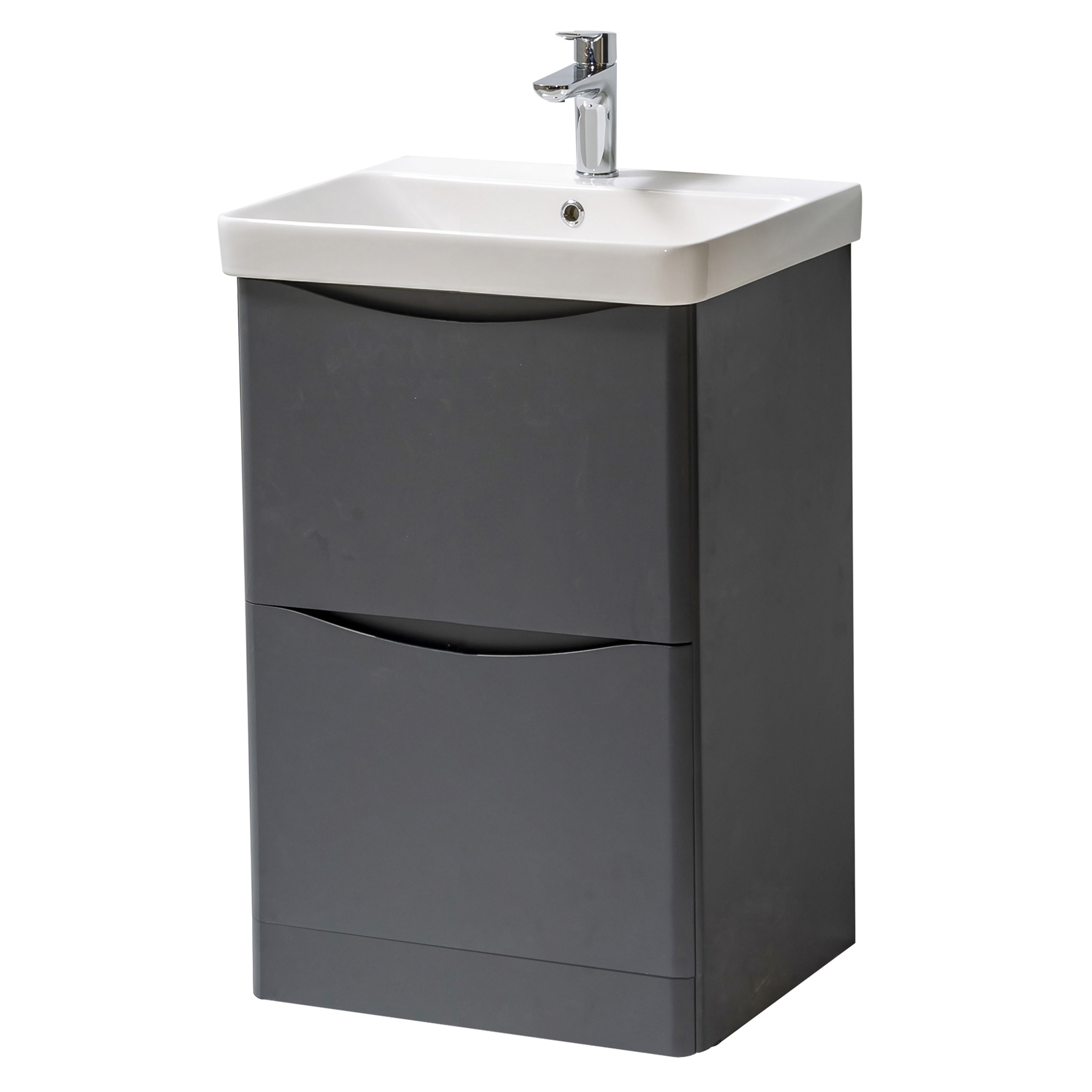 Kartell K-Vit Arc Floor Standing 2 Drawer Bathroom Vanity Unit Graphite ...