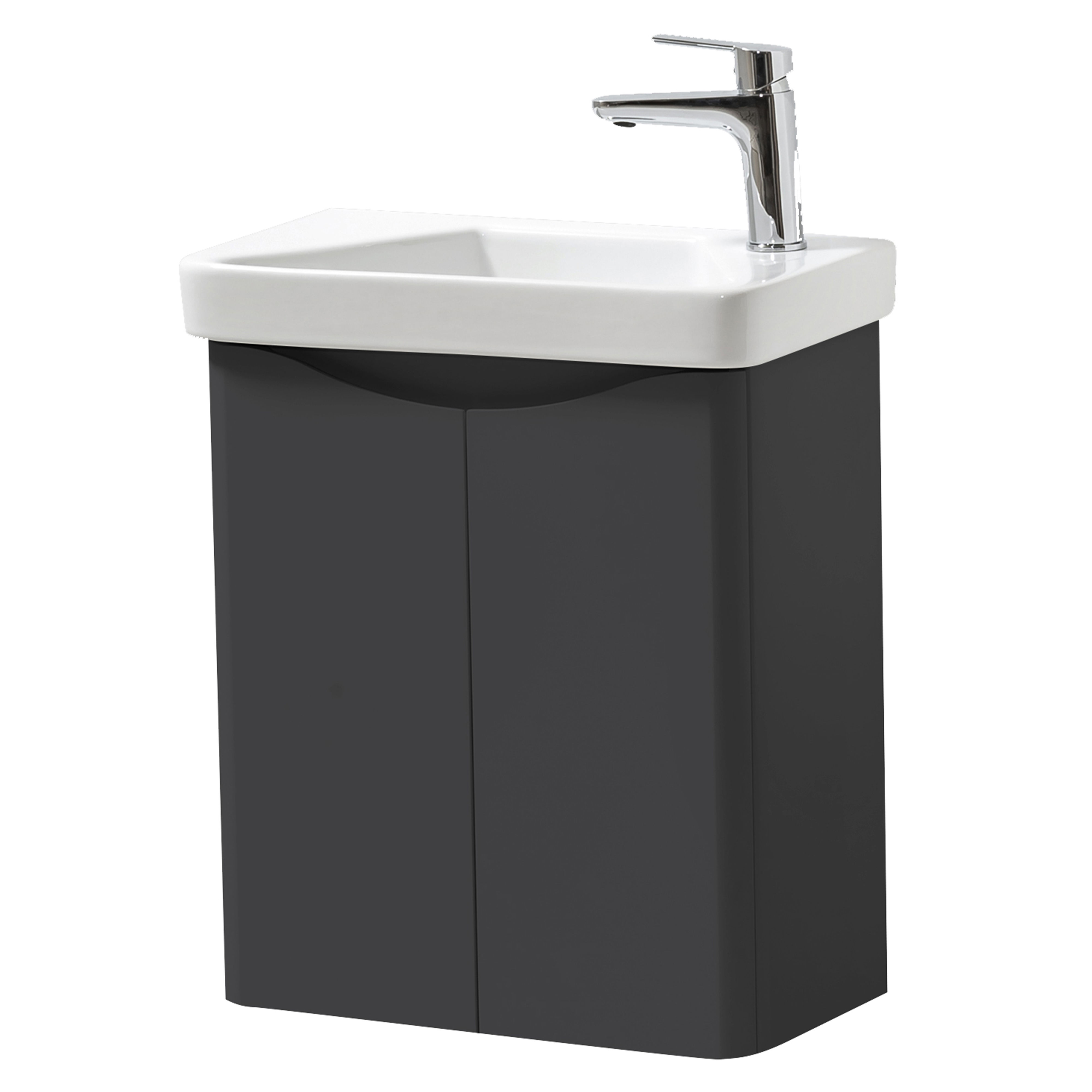 Kartell K-Vit Arc Wall Mounted 2 Door Cloakroom Vanity Unit Graphite ...