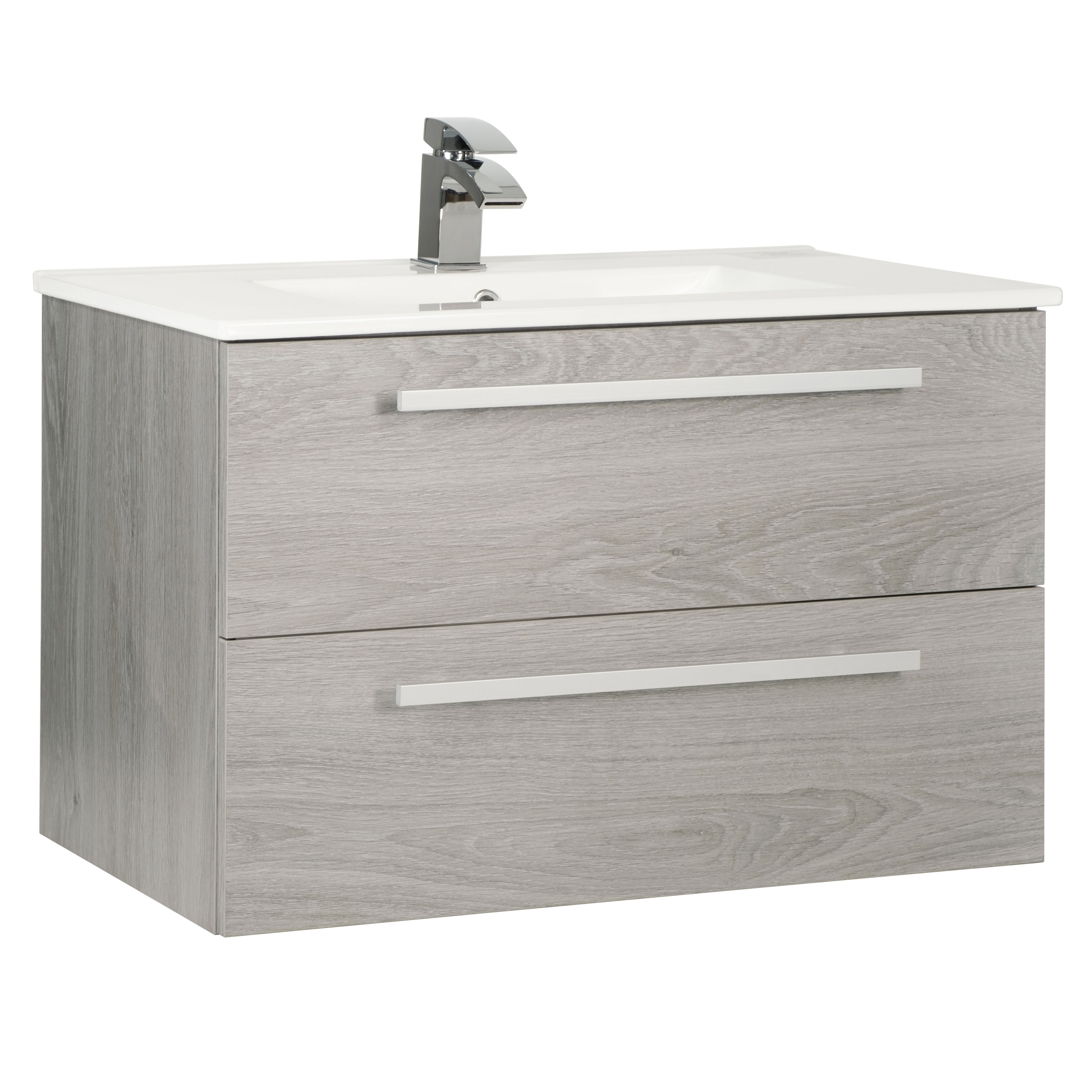 Kartell K-Vit Purity Wall Mounted 2 Drawer Bathroom Vanity Unit Silver ...