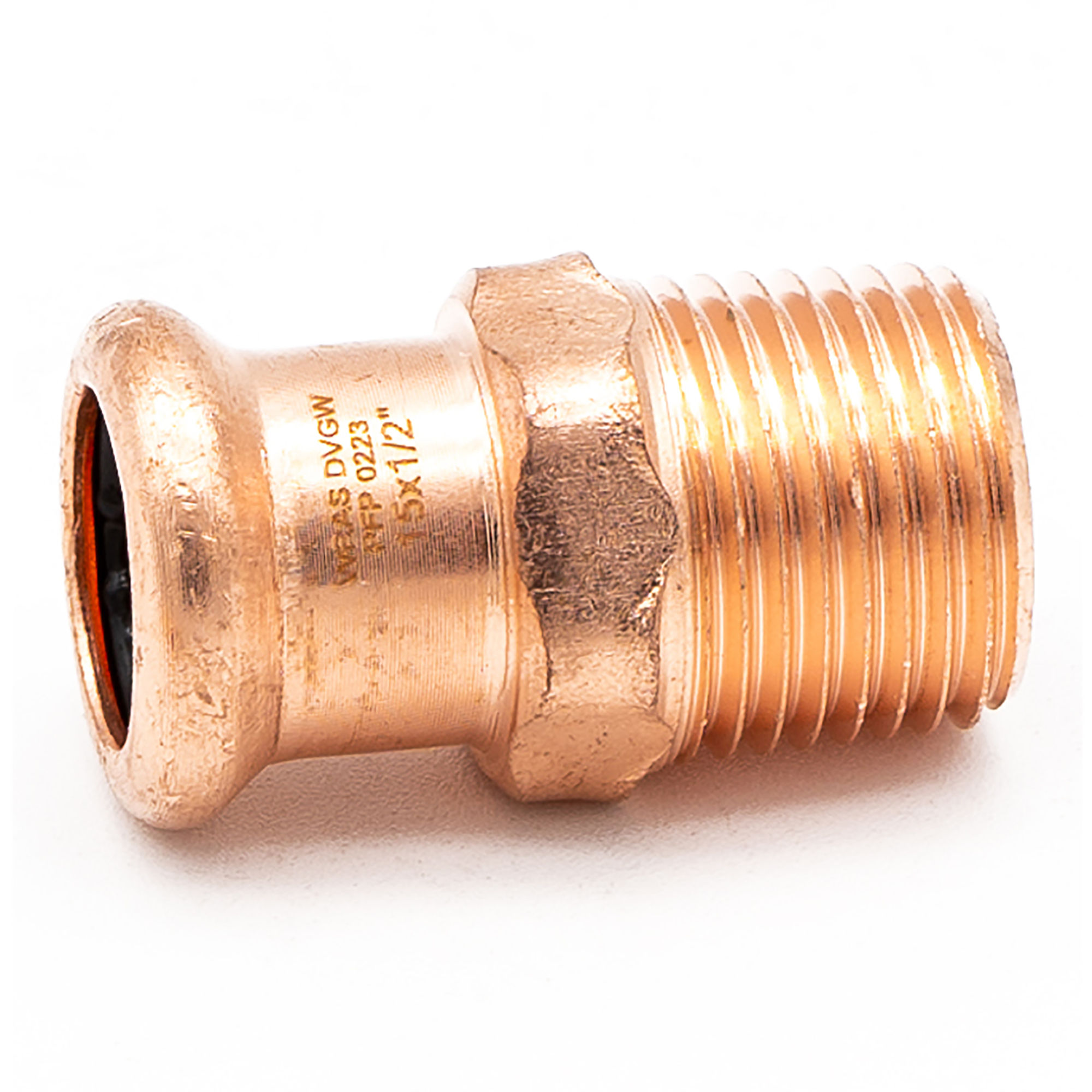 Copper Press Fit Cu x Male Iron Coupler 15mm x 1/2"