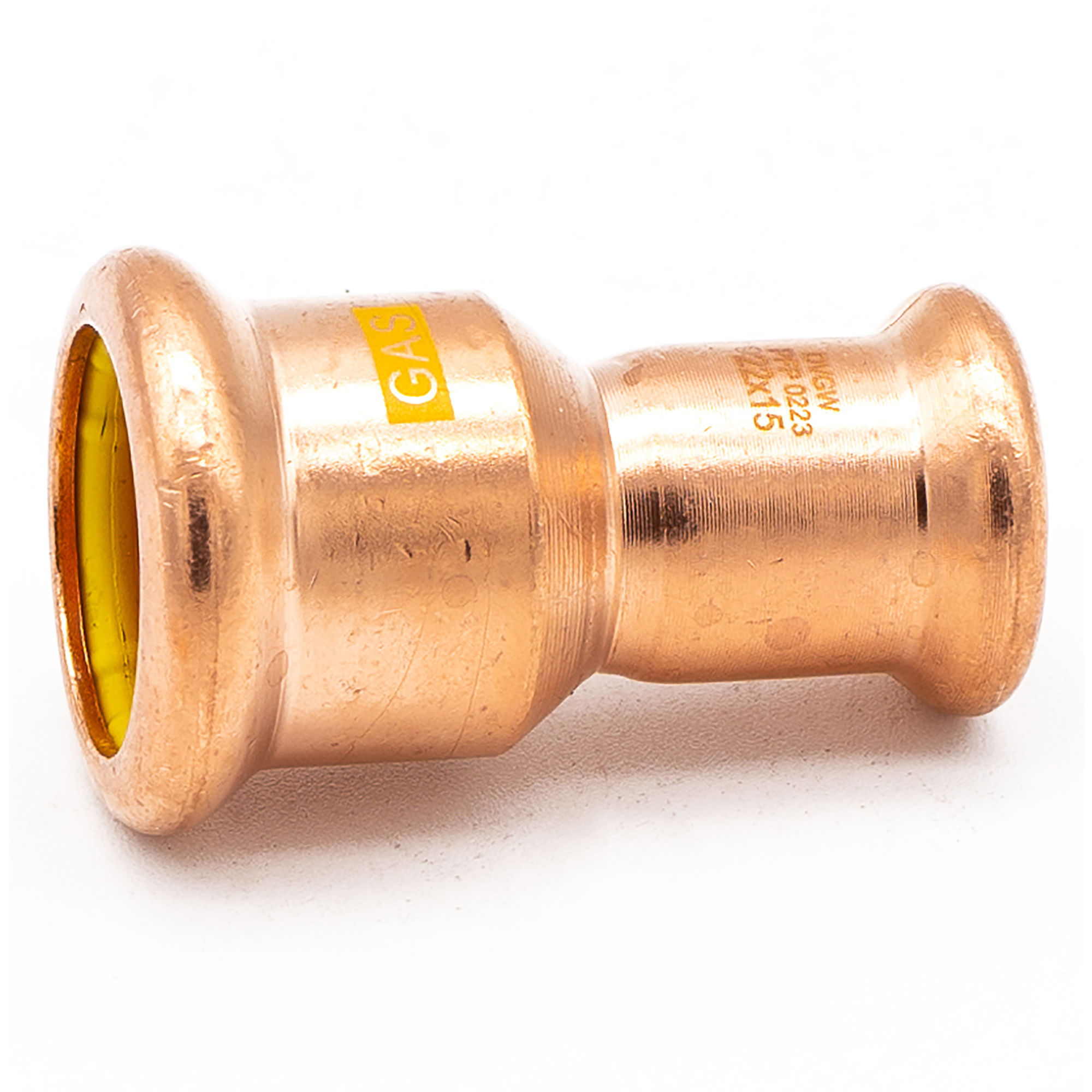 Copper Press Fit Gas Reducing Coupler 22mm x 15mm