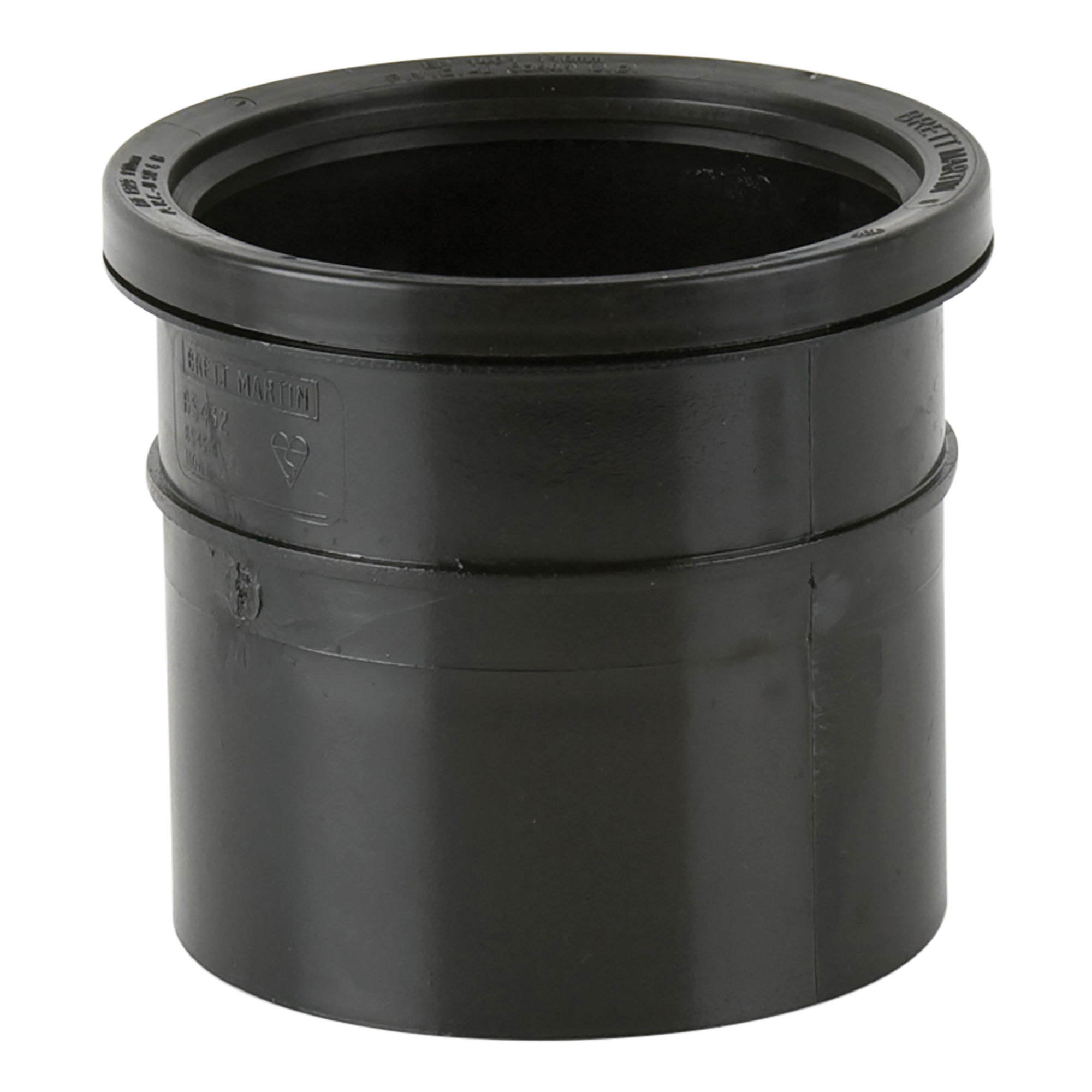 Push-Fit/Solvent Weld Single Socket Soil Coupler Black 110mm