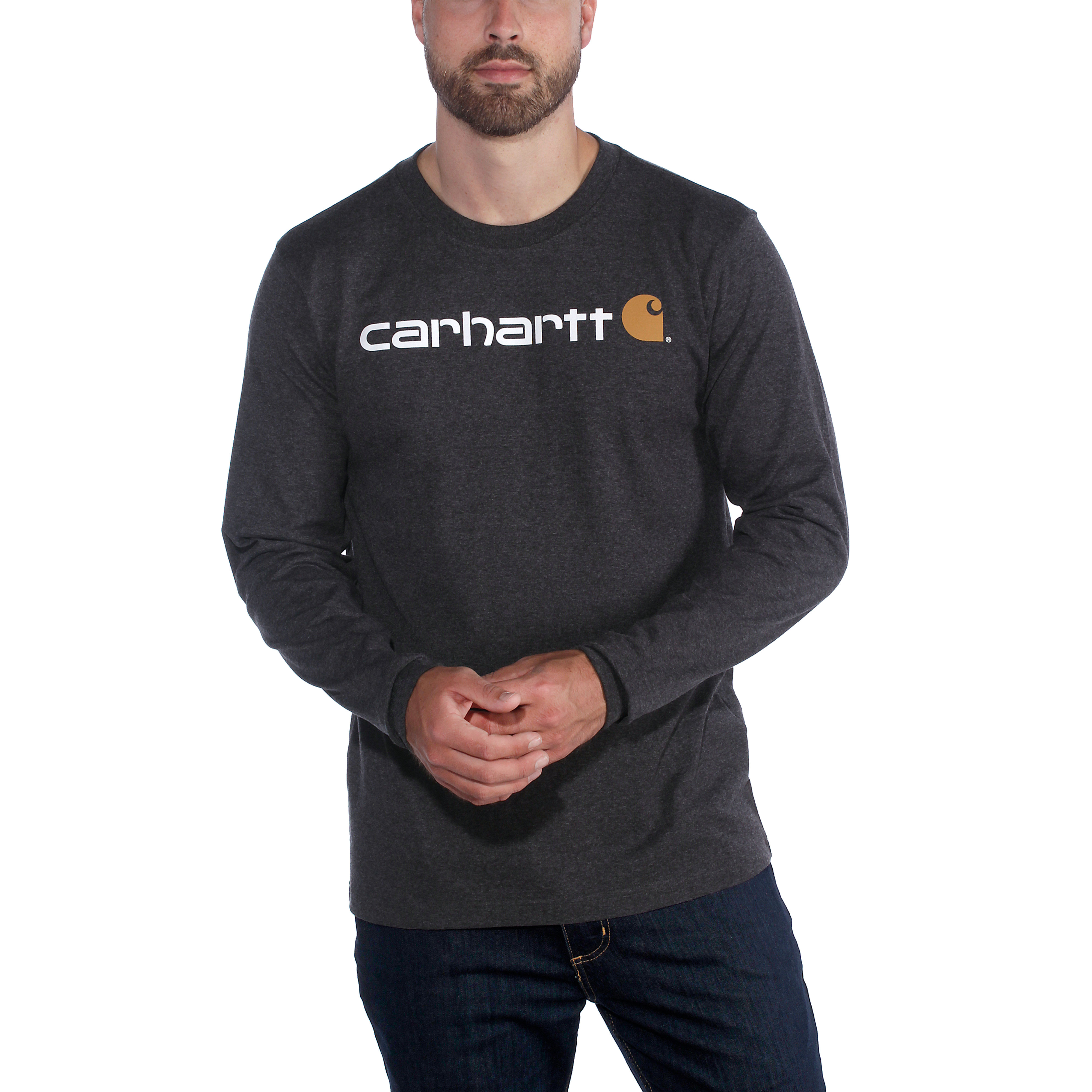 Carhartt Heavyweight Long Sleeve Logo Graphic T-Shirt Carbon Heather