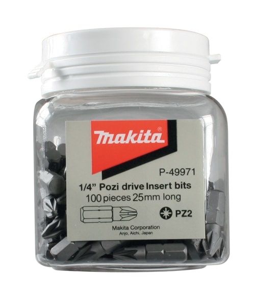 Makita P-49971 100 Piece Candy Jar PZ2 25mm Screwdriver Bits